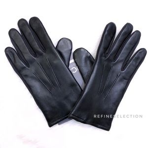Fownes Brothers | Accessories | Fownes Lambskin Black Leather Fleece ...